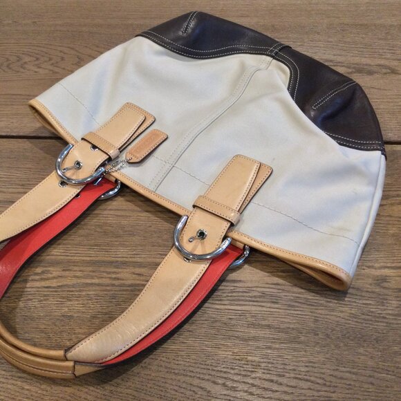 Coach | Bags | Coach Brown Leather And Canvas Bag | Poshmark